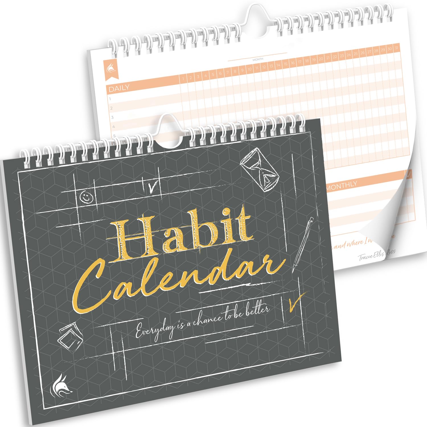 Clever Fox Habit Tracker Calendar – Inspirational Goal Tracker and Habit Calendar for Atomic Habits – Colorful Habit & Goal Planner Journal to Boost Productivity – 24 Months, 10″ x 8″ (Black)