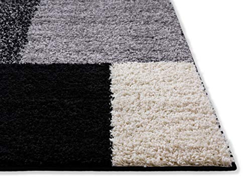 Well Woven Madison Shag Cubes Black Modern Area Rug 5'3" x 7'3"