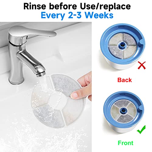 SAMANIJA 8-Pack Cat Water Fountain Filters for 81oz/2.4L Automatic Pet Round Fountain Filter Replacement Activated Carbon Filters