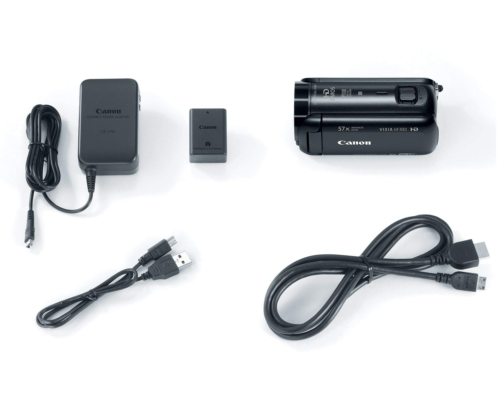 Canon VIXIA HF R80 Portable Video Camera Camcorder with Built-in Wi-fi, Full HD CMOS Sensor, 3.0-inch Touch Panel LCD, Digic DV 4, and 57x Advanced Zoom, Black, Approx. 8.5 oz Body Only