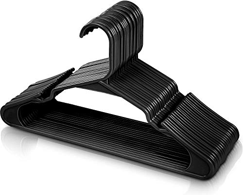 Home Essentials Plastic Clothing Hangers Ideal for Everyday Standard Use, Black (5 Pack of 7) 35pcs/Box