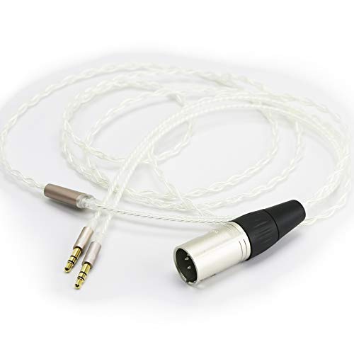 NewFantasia 4-pin XLR Balanced Cable 6N OCC Copper Single Crystal Silver Plated Cord Compatible with Hifiman Arya, Sundara, Ananda, HE400SE Headphones 2.1m/6.8ft (4-pin XLR to Dual 3.5mm Version)