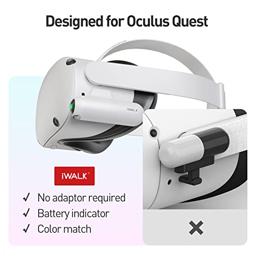 iWALK Linkpod Play Battery Pack Specially Designed for Oculus Quest 2, 4500mAh Extended Power Accessories for VR Headset,Lightweight Head Strap Power Bank Compatible with Meta Quest 2 and Quest,White