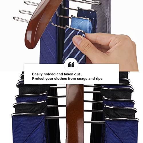 Ulimart Tie Rack Tie Hanger 24 Hooks Wooden Tie Organizer, Tank Top Hanger,Belt Organizer for Closet,with Upgraded 360°Rotating, Belts Scarves Accessories for Bras,Tank Tops,Camisoles…