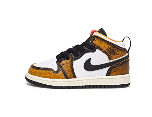 Jordan Little Kid's 1 Mid SE Wear Away Black/Taxi-White-Sail (DQ8419 071) - 3