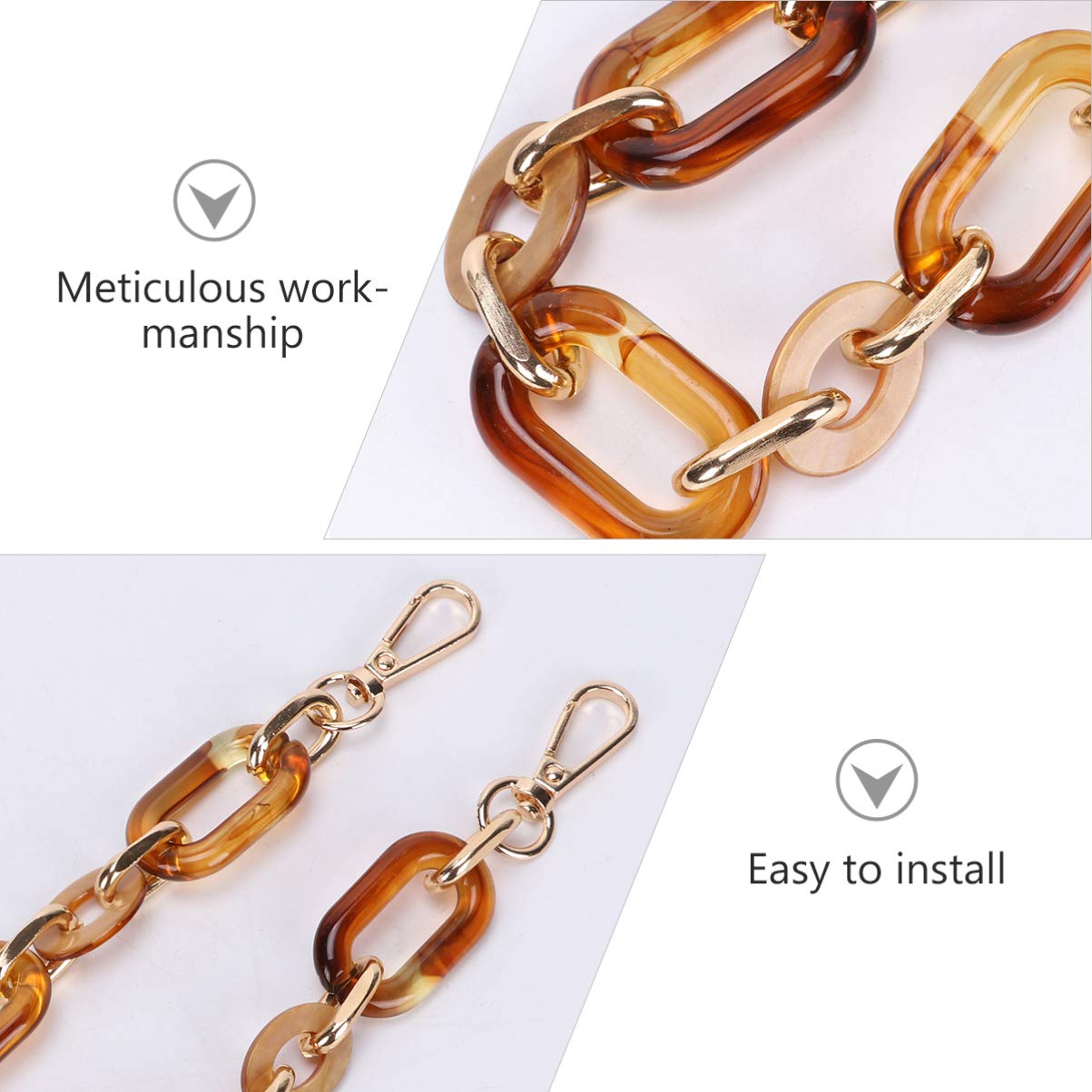 FARUTA Chunky Acrylic Purse Strap Chocolate Bag Chain Handle Replacement Handbag Purse Making Accessory Decoration