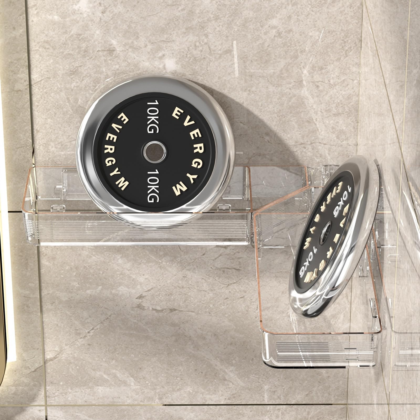 Hsiohe Clear Corner Adhesive Shower Caddy, Acrylic Wall Mounted Shower Shelf for Kitchen & Bathroom, No Drilling Shower Rack, Acrylic Bathroom Shelves with Self Adhesive Tape