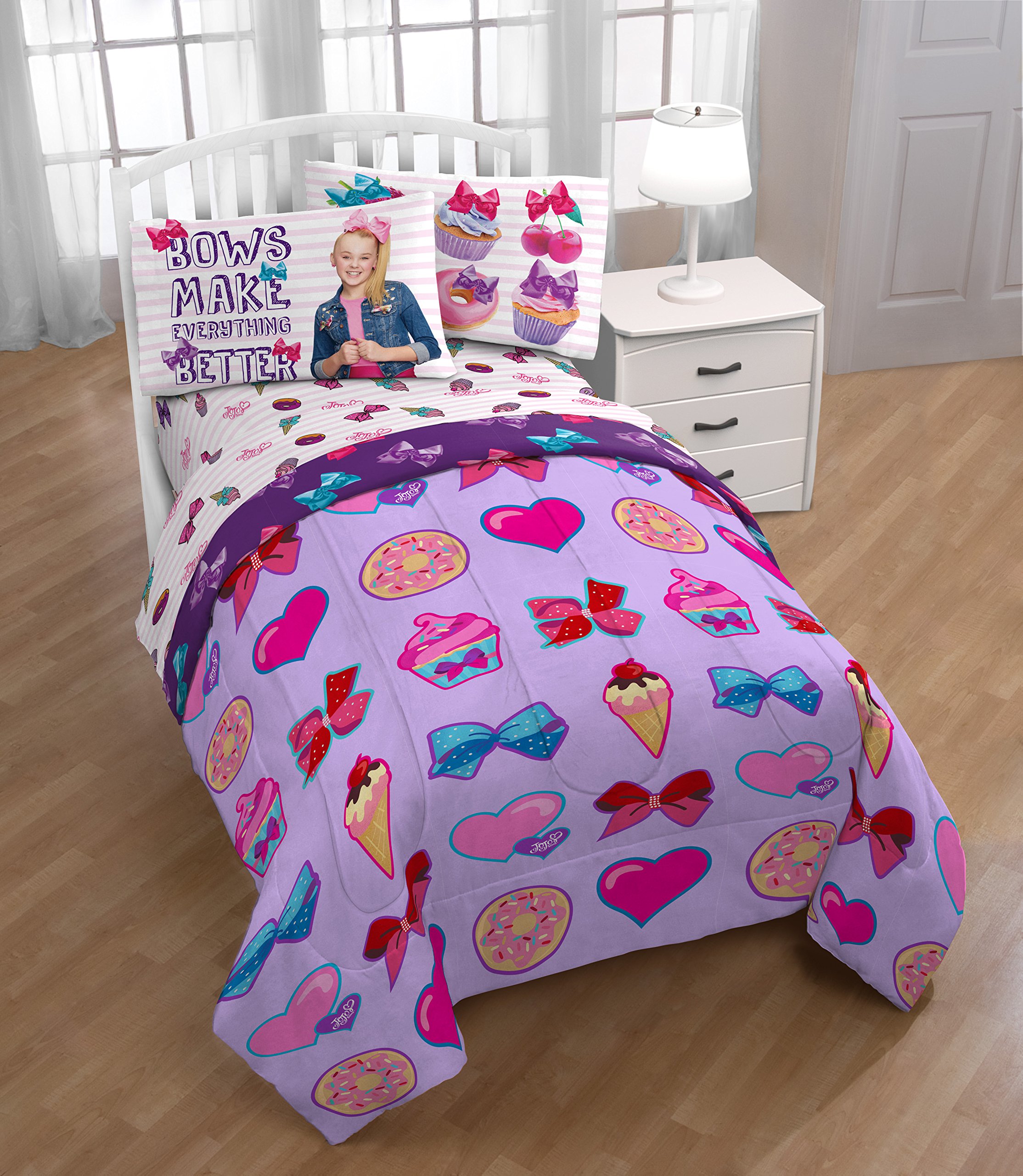 Nickelodeon JoJo Siwa Sweet Life Pink/White 4 Piece Full Sheet Set