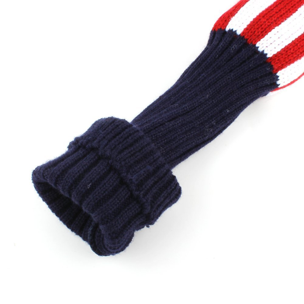 COOLSKY Golf USA Star Stripes Knit 3pcs Headcover Set Vintange Pom Pom Sock Covers 1-3-5