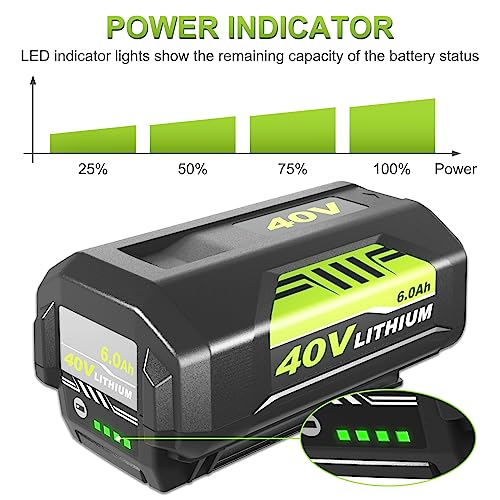 Upgraded 6.0Ah OP4060A Replacement for Ryobi 40V Battery Lithium Compatible with Ryobi 40 Volt Battery OP4015 OP4040 OP4026A OP40201 OP4050A OP4015 OP40261 OP4030 OP40401 OP4060 Cordless Power Tools