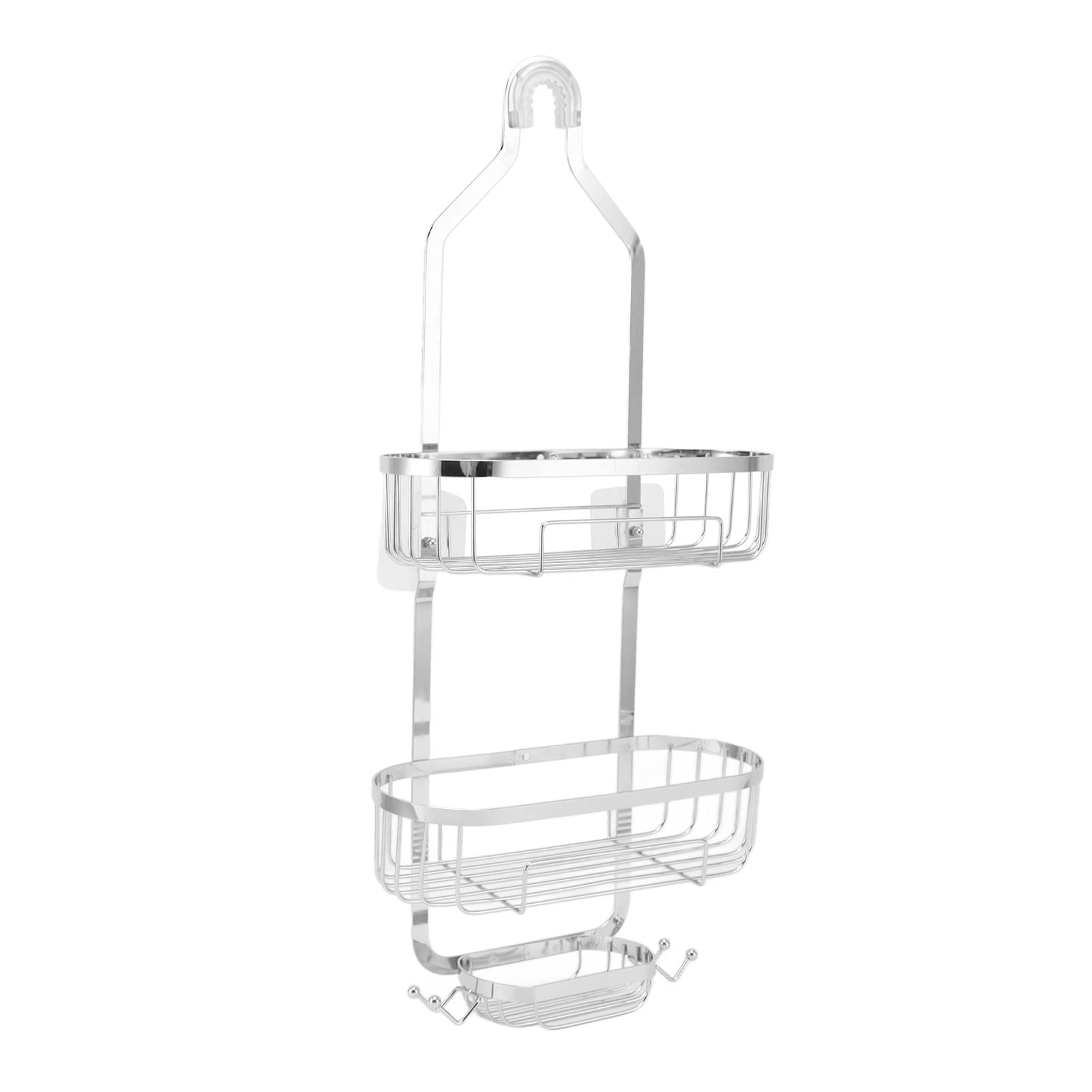 HUAOSN Shower Caddy, Metal Shower Shelf Wall Mounted Bathroom Shelves, 2 Layer Bathroom Wall Storage Basket, No Drilling, Bathroom Shelves Toilet Accessories(Plating)