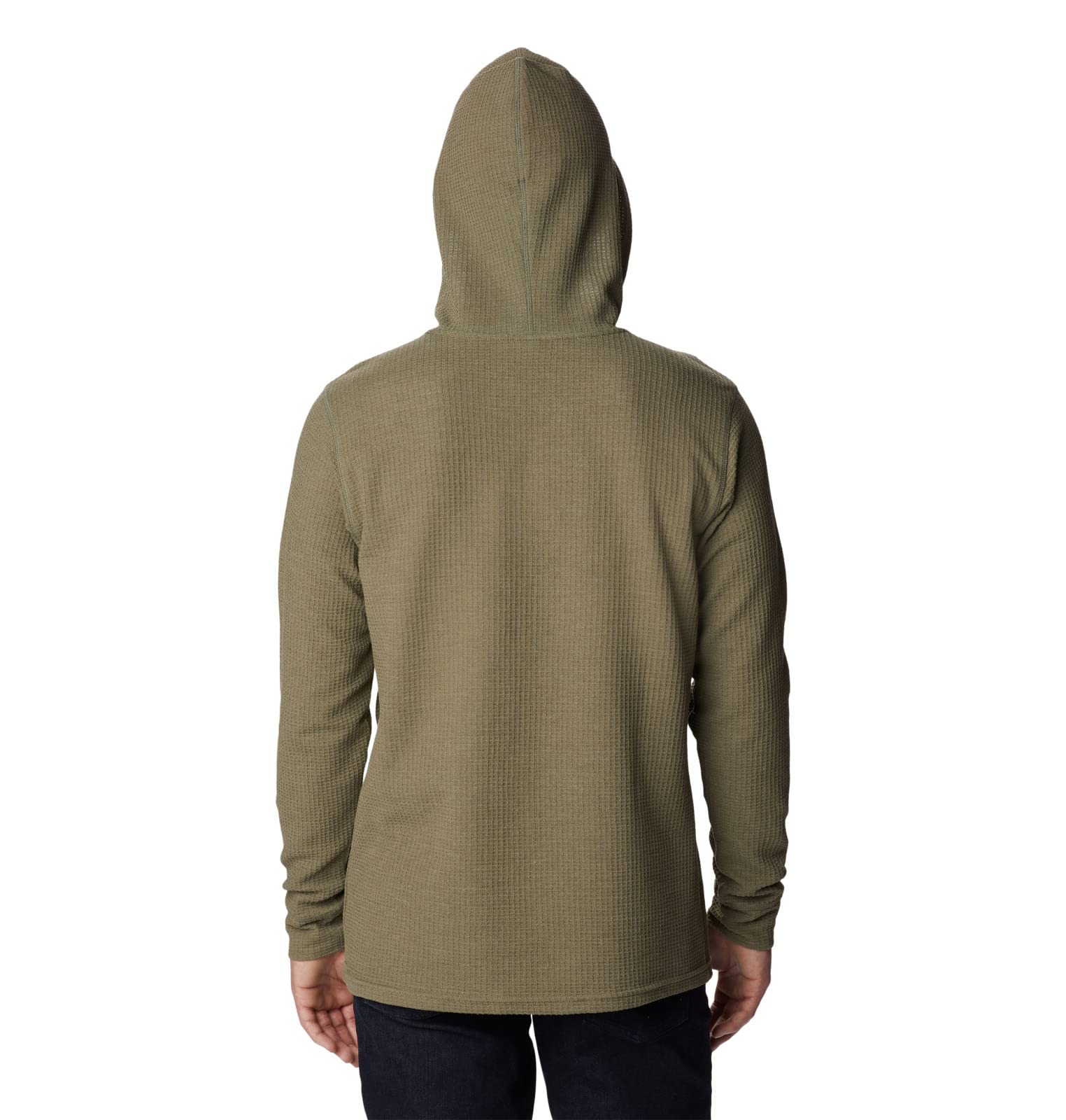Columbia Men's Pine Peak Waffle Hoodie, Stone Green Heather, Large