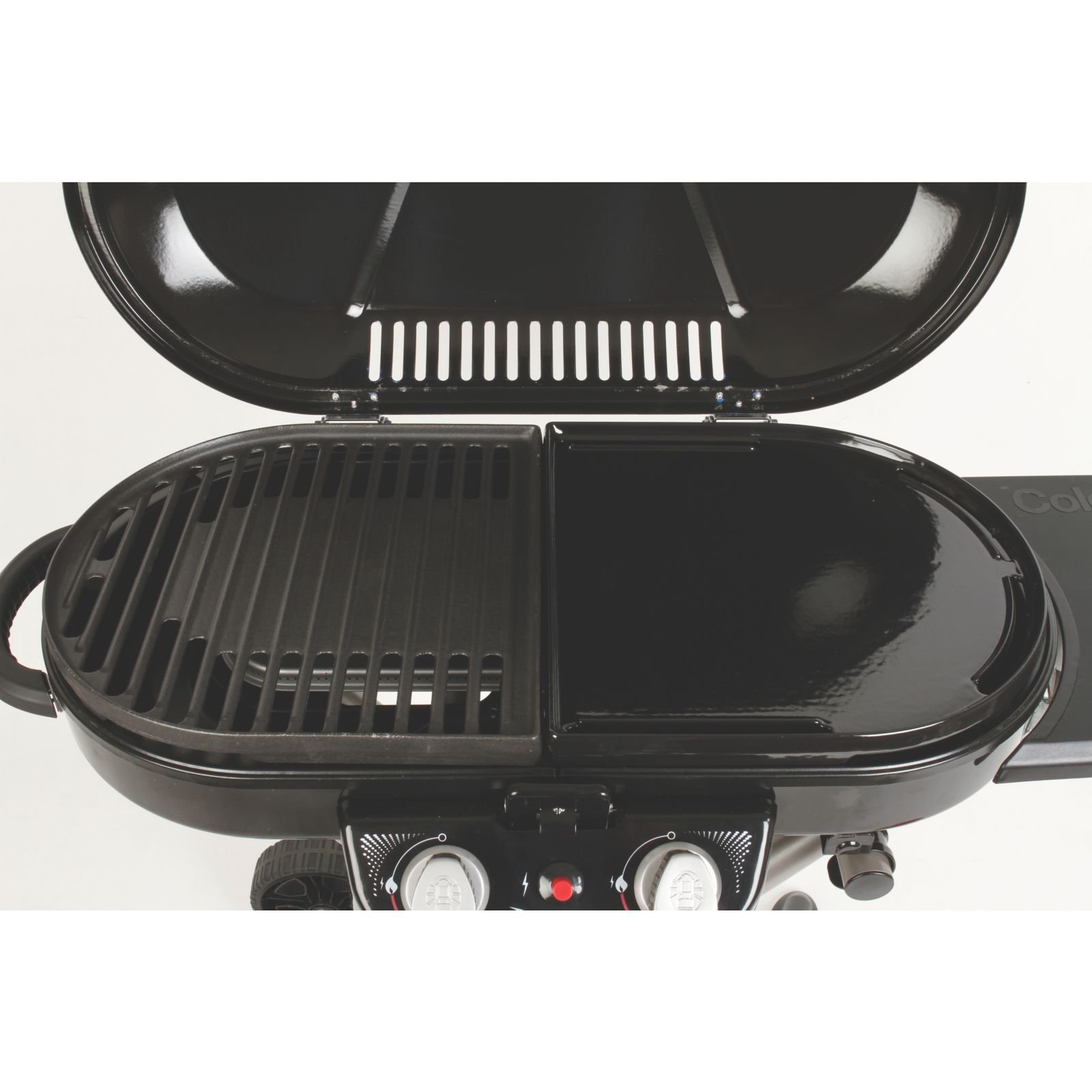 Coleman RoadTrip 225 Portable Propane Grill + Cast Iron Griddle and Grill Grate Accessory
