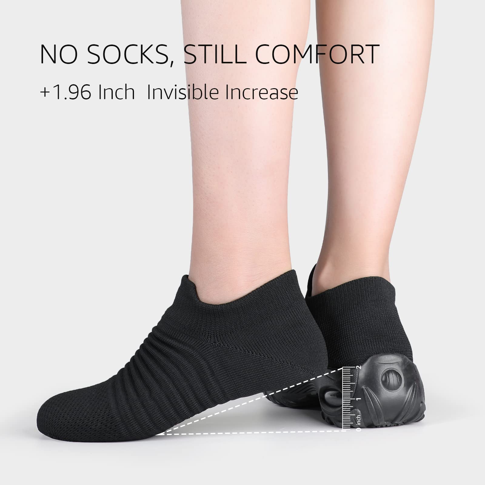 STQ Womens Slip on Walking Shoes Breathable Non Slip Work Shoes Comfortable Air Cushion Orthopedic Sneakers with Arch Support All Black 8