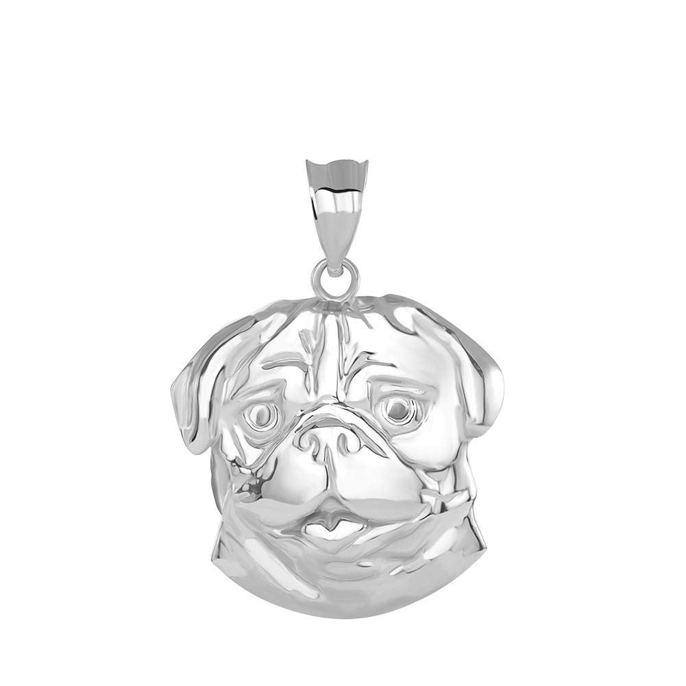 Dazzling 925 Sterling Silver Pug Dog Head Charm Pendant