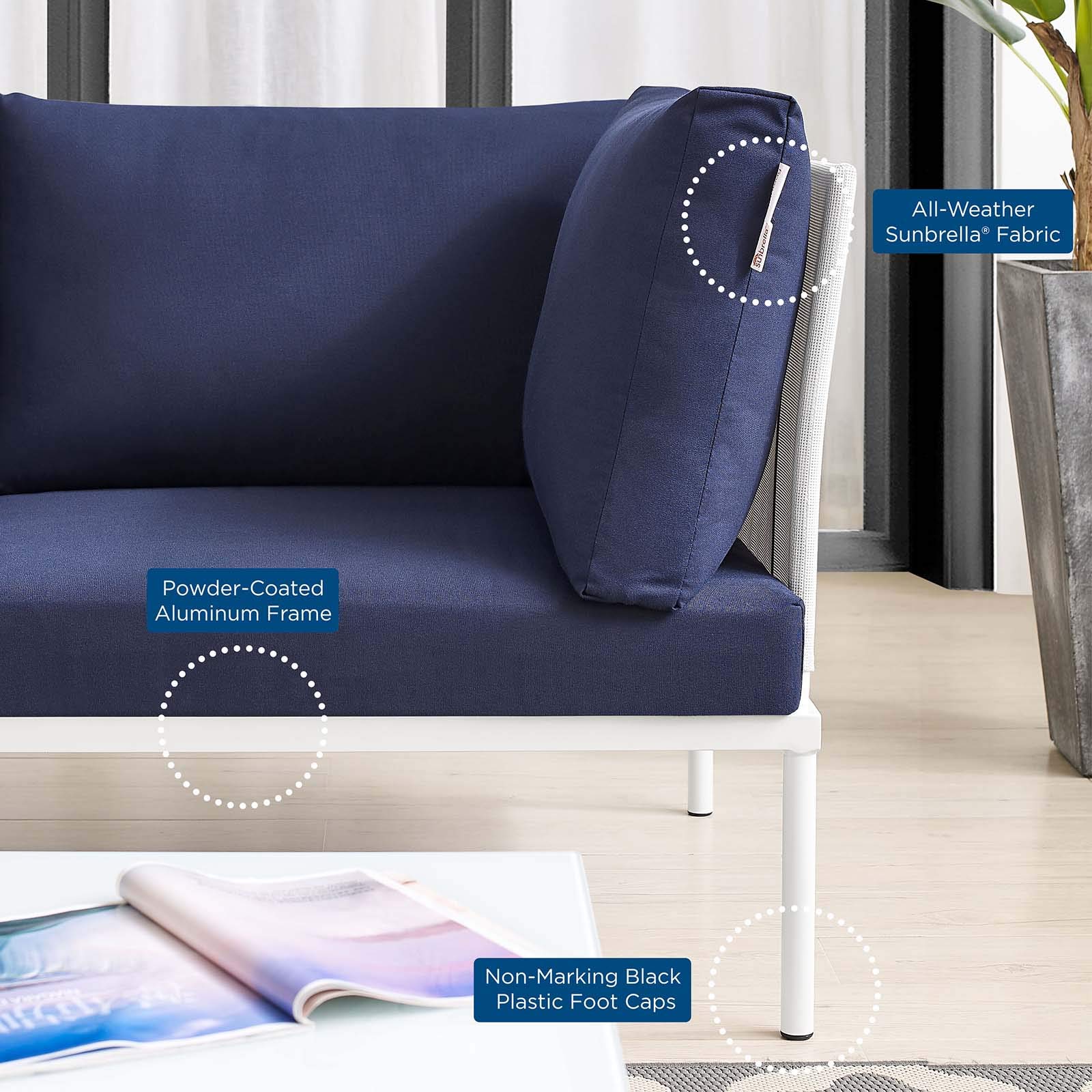 Modway EEI-4967-WHI-NAV Harmony Outdoor Patio Aluminum Sofa, White Navy