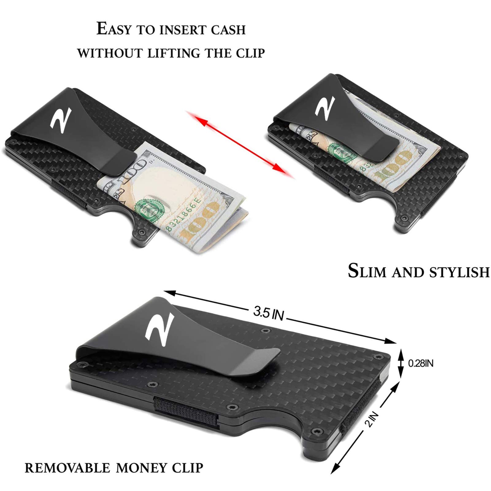 COONLINE Carbon Fiber Wallets for Men,RFID Blocking Card Holder Money Clip Mens Wallet
