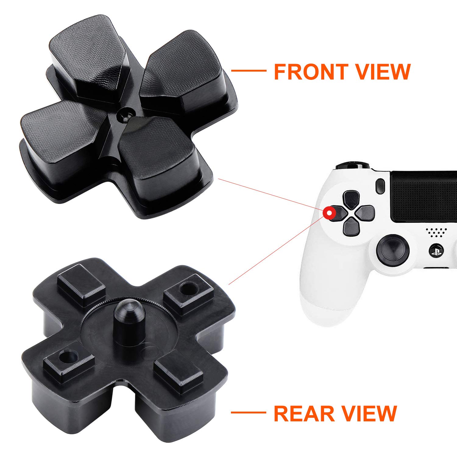 WiMas Aluminium Button Hats Thumb Grip Caps Bullet Buttons AXBY Button D-pad for PS4 7PCS (Black)