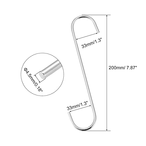uxcell S Hanging Hooks, 8inch/200mm Extra Long Steel Hanger, Indoor Outdoor Uses for Garden, Bathroom, Closet, Workshop, Kitchen, Silver Tone, 10Pcs