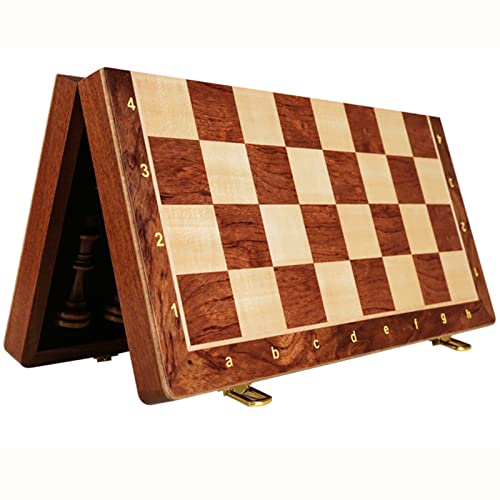 Walnut Chess Set 15'' x 15'' with Felted Game Board Interior for Storage Chess Game for Child & Adult, 2 players