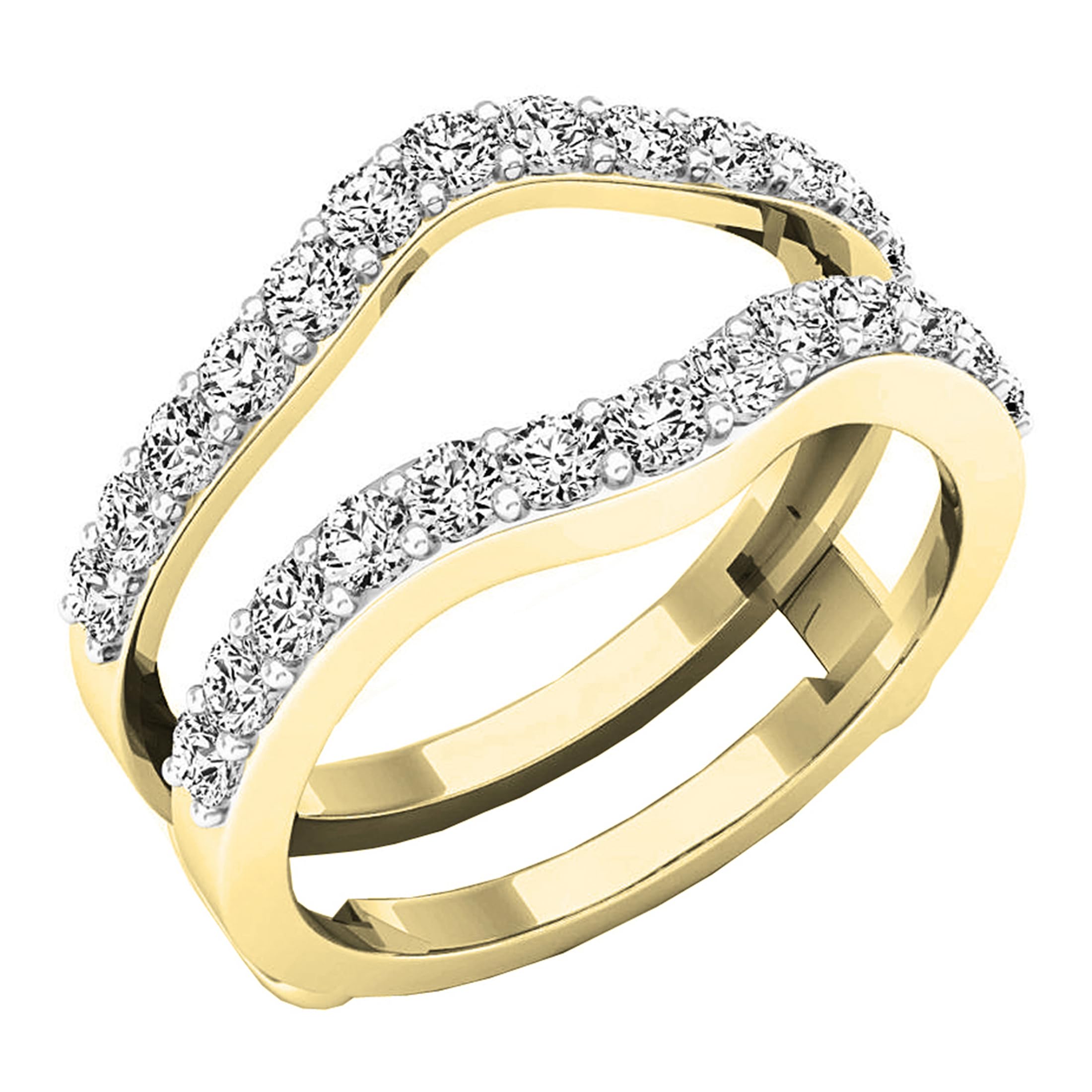 Dazzlingrock Collection 1.65 Carat (ctw) Round Cubic Zirconia Wedding Enhancer Guard Ring for Women in 10K Yellow Gold Size 6