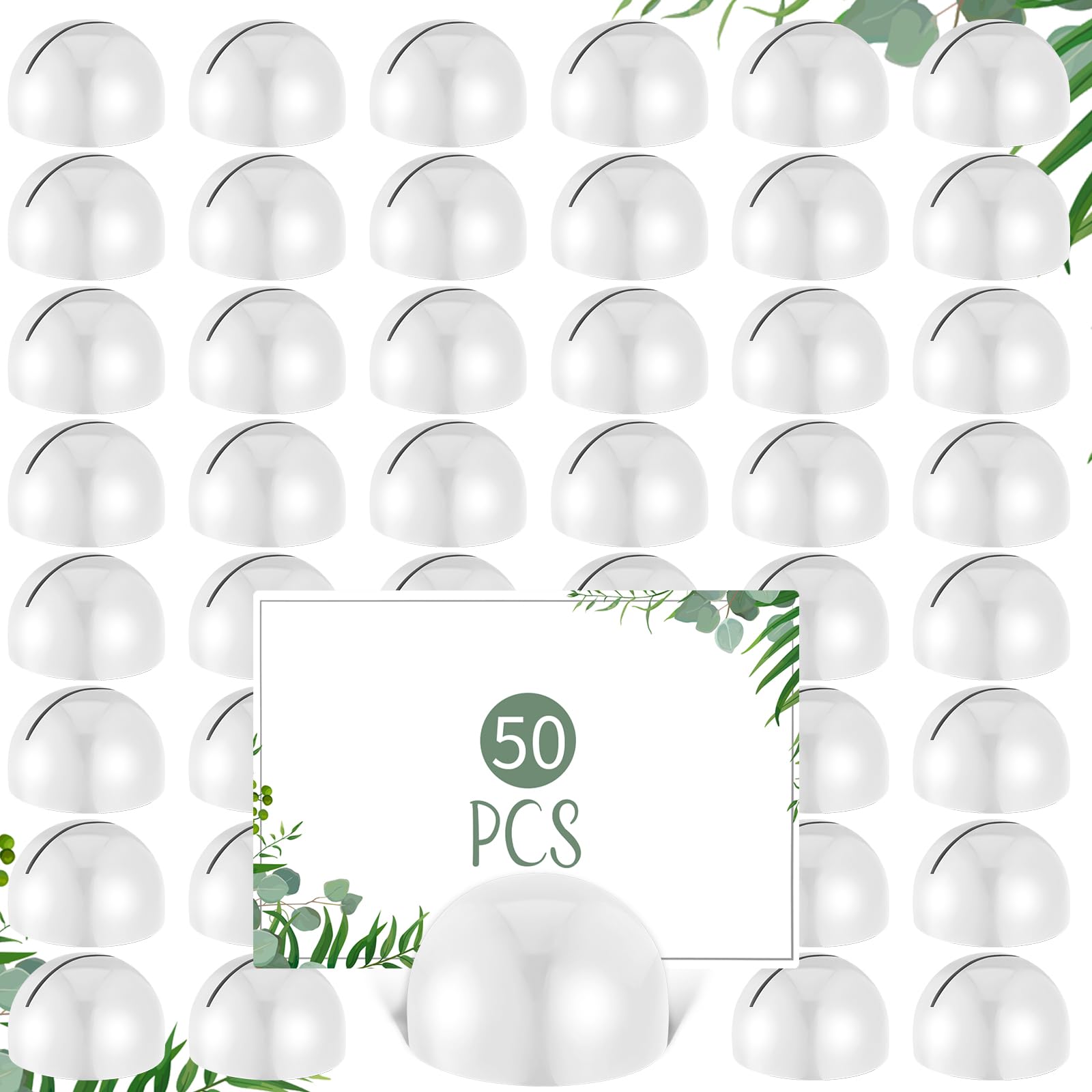 Geyoga 50 Pcs Table Number Holder Round Table Number Stands Modern Place Card Holders White Table Number Holders Wood Table Number Clips for Wedding Reception Anniversary Party Events Banquet Picture