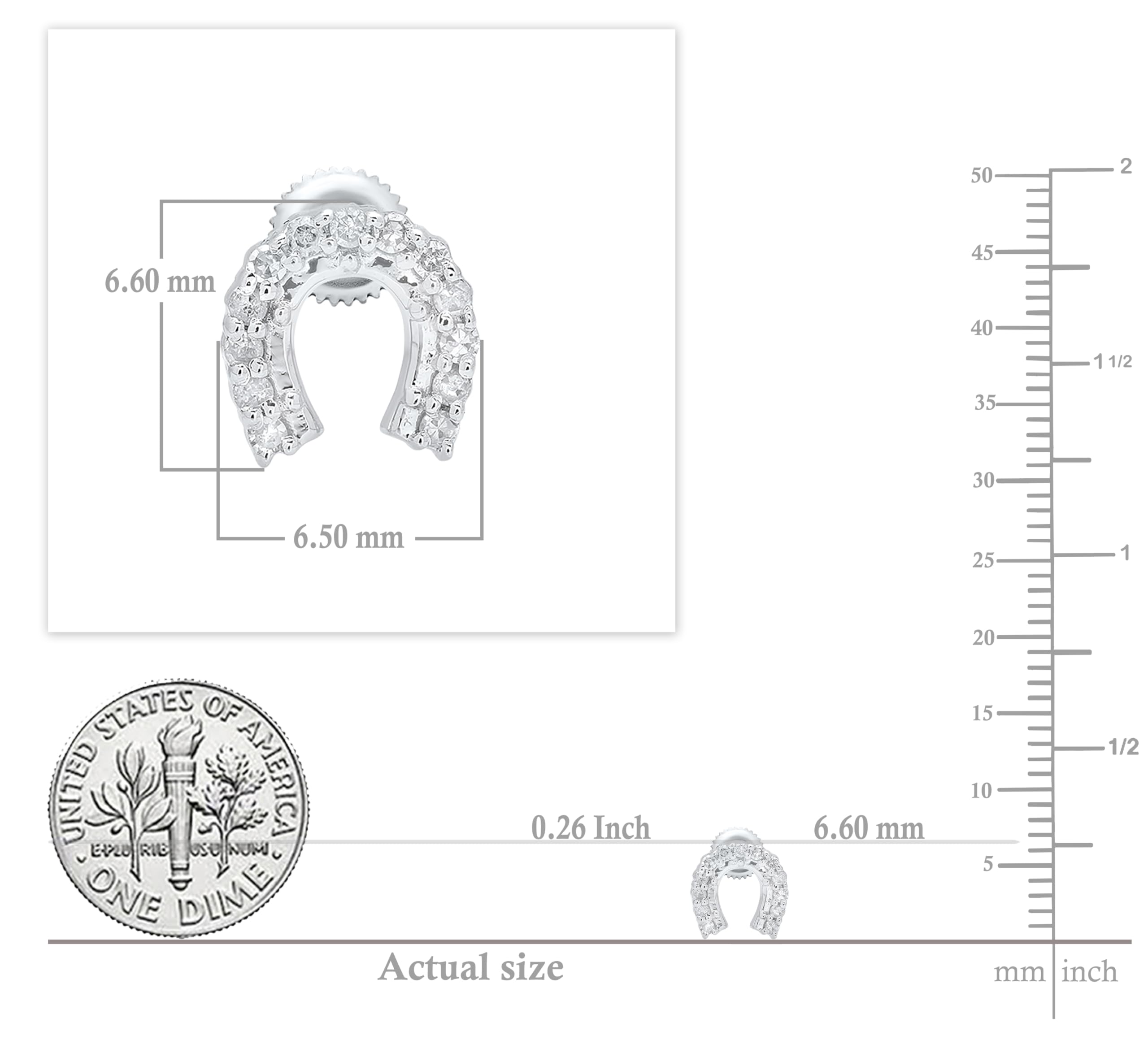 Dazzlingrock Collection 0.15 Carat (ctw) Round White Diamond Ladies Horse Shoe Earrings, 10K White Gold