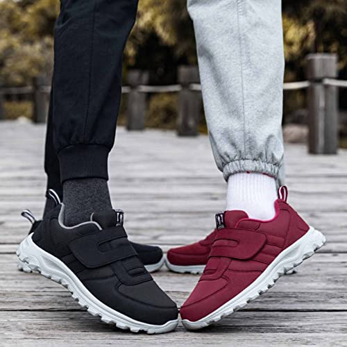 FASDNENDYS Couple Models Men's Middle Aged and Elderly Light and Comfortable Non Slip Hook Loop Mens Sneaker Shoes Size 9 Black