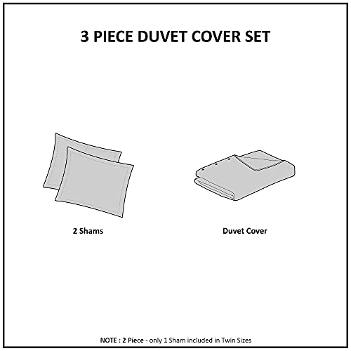 Ink+Ivy Masie Duvet Cover King/Cal King Size - White , Elastic Embroidery Tufted Ruffles Duvet Cover Set β 3 Piece β 100% Cotton Percale Light Weight Bed Comforter Covers