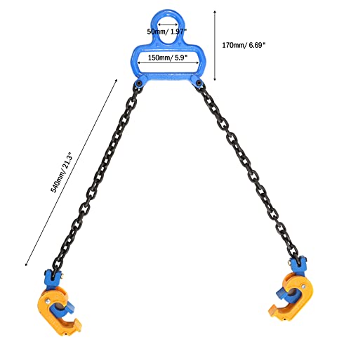 POWLAB Upgraded Chain Drum Lifter Load Capacity 1 Ton with Carbon Steel Lifting Chain and Widen Hook for Crane/Forklift Hoist Crane Metal/Plastic Barrel Lifting 55 Gallon Drums Double Lifting Chains