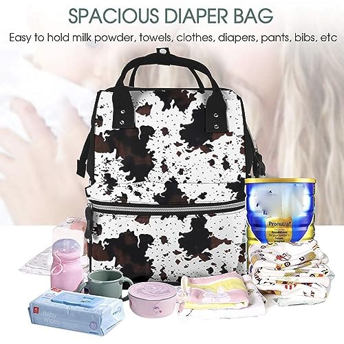 Vbcdgfg cow print Diaper Bag Backpack Large Capacity Nappy Bag for boy girl baby mom and Dad,Multi Functions Nursing Bag