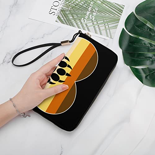 FunnyStar LGBT Bear Pride Heart Women's Long RFID Hand Wallet Wristlet Clutch Purse PU Leather Handbag with Wrist Strap