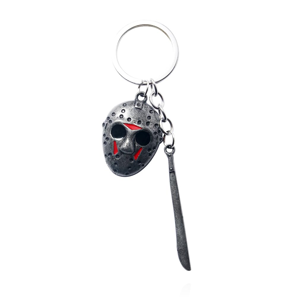 FunBoat Halloween Horror Jason Mask Keychain - Classic Horror Movie Costume Charm - Halloween Gifts for Women Men