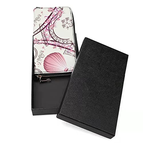 FunnyStar Romantic Travel in Paris Women's Long RFID Hand Wallet Wristlet Clutch Purse PU Leather Handbag with Wrist Strap