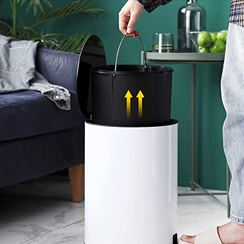 JGATW Garbage Can Step Stainless Steel Trash Can Wastebasket Garbage Container Bin Removable Liner Bucket Home for Home Office (Color : Rojo, Size : 26.5 * 35cm)