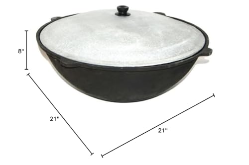 MangalGrills Cast Iron Uzbek Traditional Kazan Cauldron 22L Qozon Qazan Caldero Kadai Pilaf Plov Lagman Shorpa