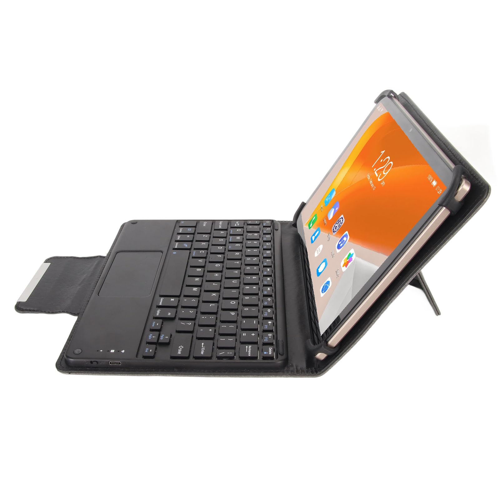 DAUZ 2 in 1 Portable Tablet, 5G WiFi 10.1 Inch Tablet Octa Core CPU 100‑240V Gold for Android 12 for Travel (US Plug)