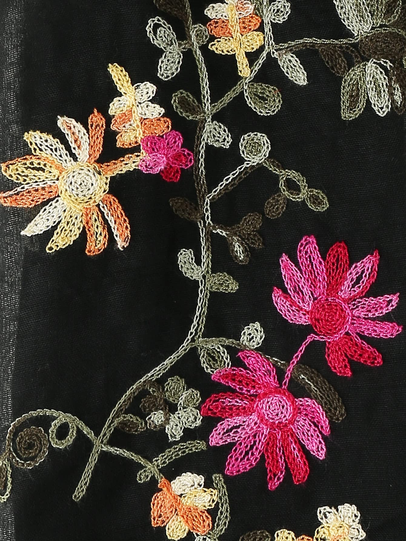 Floerns Women's Floral Embroidery Scarves Scarf Shawl Sunscreen Shawl Wrap Mint Green Leaf One Size