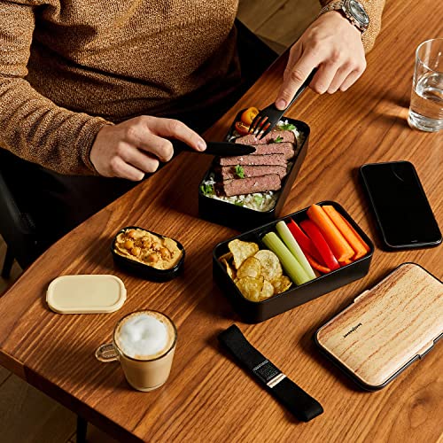 Premium Bento Lunch Box in 8 Modern Colors-MULTIPACK, 2x2 Leak-proof Compartments, Includes Sauce Container, Divider, Cutlery & Chopsticks, 40oz Japanese Bento Box for Adults & Kids, Microwave-safe