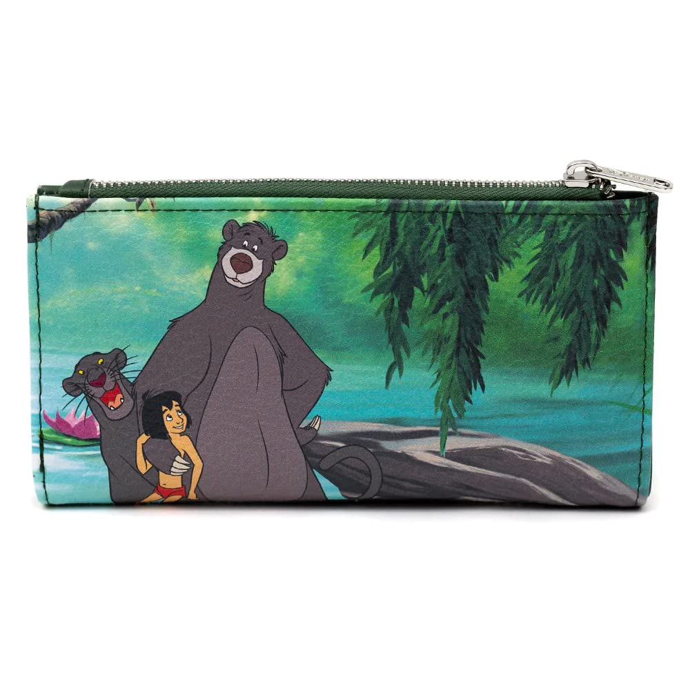 Disney Wallet, Fold Over, Snap Pouch, Jungle Book Mowgli and Friends Group Pose, Vegan Leather