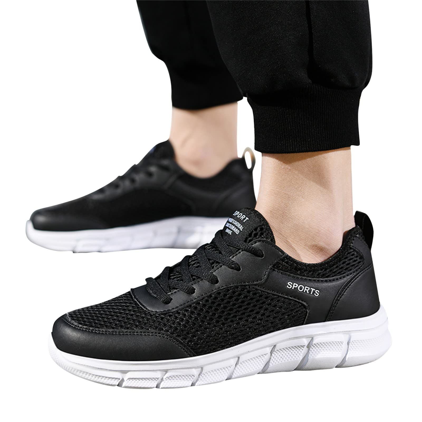 FASDNENDYS Fashion Summer Men Breathable Mesh Flat Elastic Casual Shoes Mens Shoes 501 Sneaker White