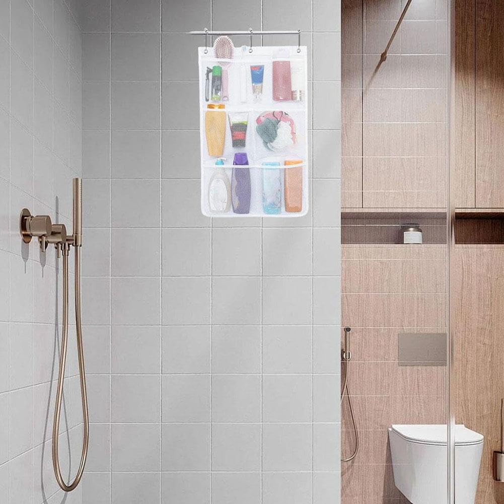 HFLWYWD Shower Organizer,7 Pockets Hanging Shower Organizer with Quick Drying Mesh,Portable Space Saving Shower Caddy Hanging,Bathroom Organizer to Hold Soap, Shampoo (1pcs)