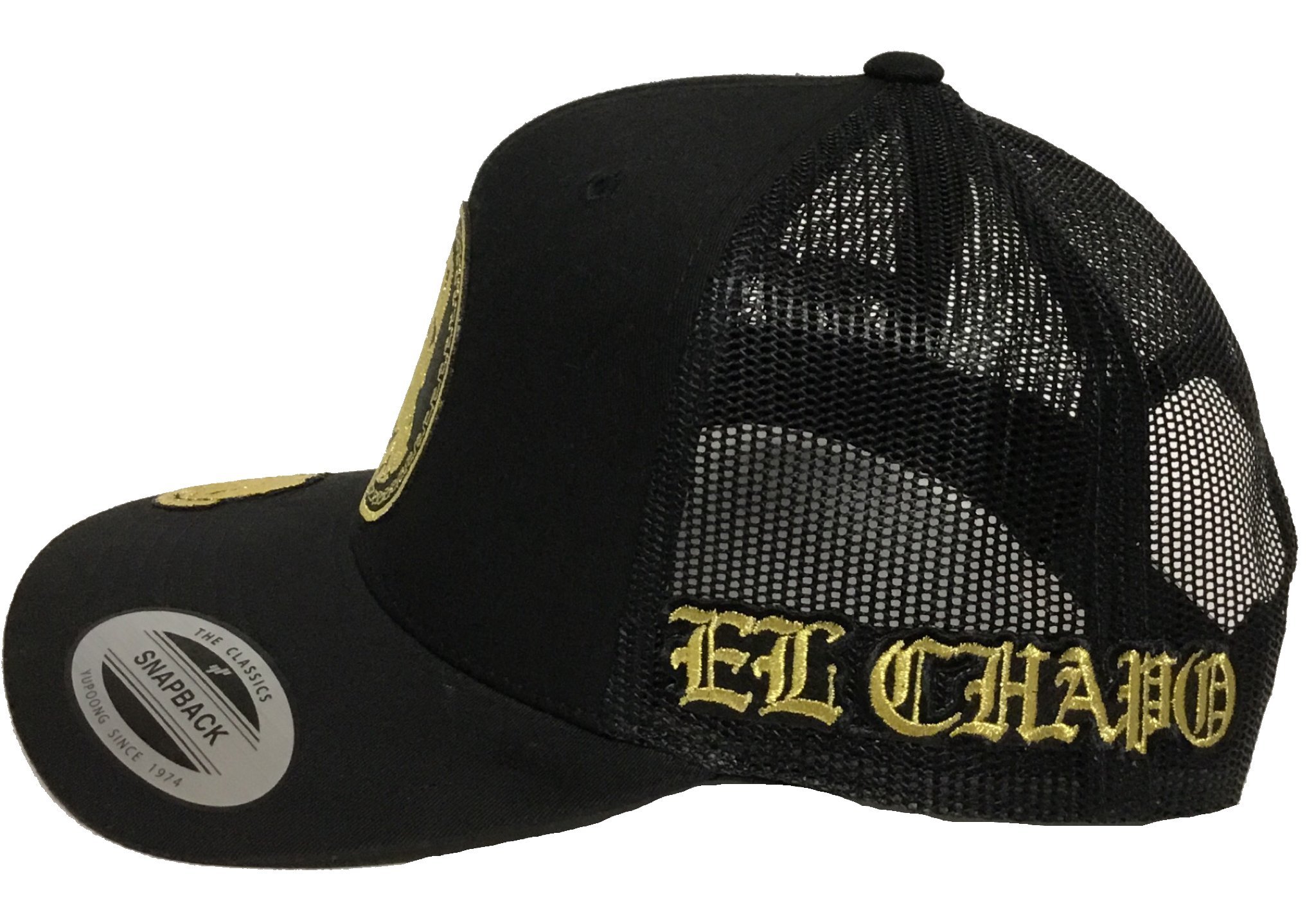 Capsnmore El Chapo Guzman Hat Black Mesh Snapback 4 Logos