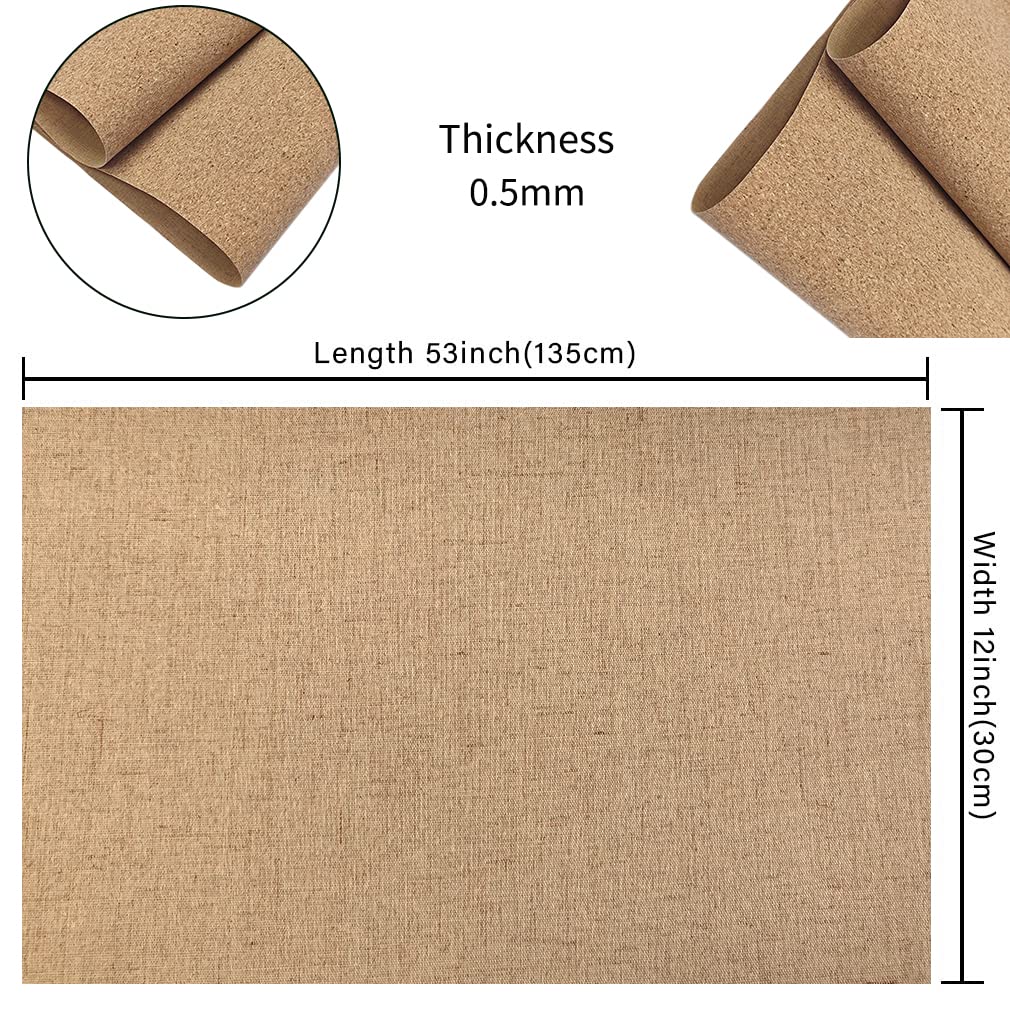 HYANG 2 Rolls Golden Years Portuguese Real Cork Fabric Embossing PU Faux Leather Sheets 12"X53"(30cmX135cm), Faux Leather Suitable for Crafts Making Leather Earrings, Bows, Handbag ,Sewing