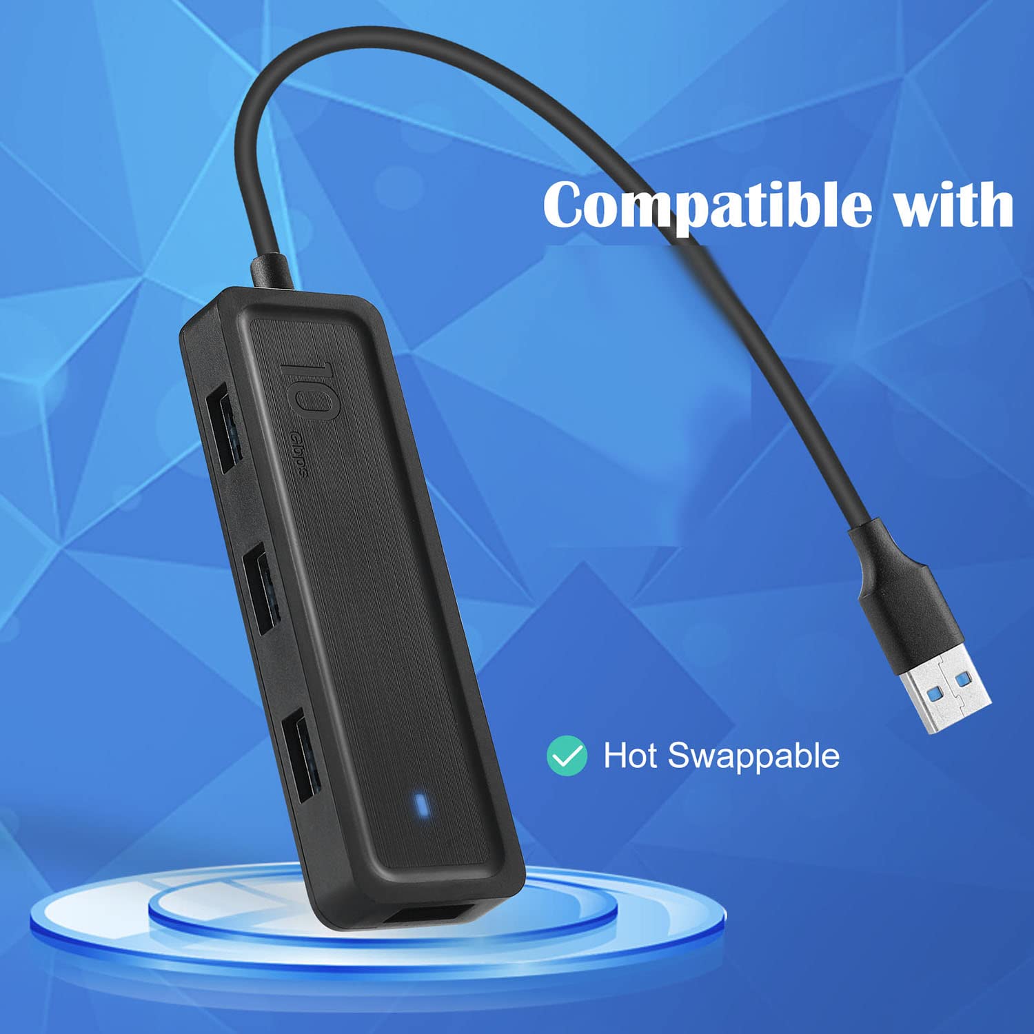 Jteyult 10 Gdps 6 in 1 USB HUB Adapter Type-C to 4X USB 3.2 Gen 2 10Gbps SuperSpeed USB C to USB Hub SD 2.0 TF 2.0