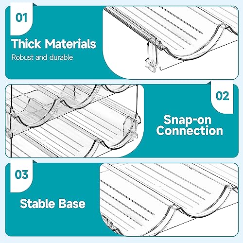 Sbosbo Water Bottle Organizer, Stackable Bottle Storage Rack, 4 Pack Water Bottle Holder for Kitchen Fridge Cabinet Organization and Storage, Plastic Wine Rack/Drink Bottle Holder