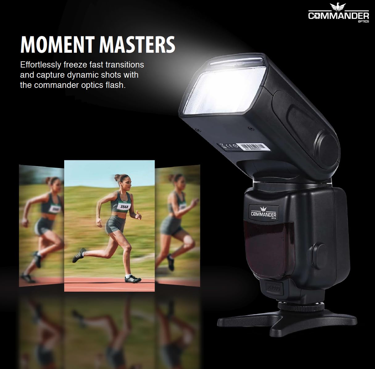Commander Optics E-TTL Flash Speedlite Bounce/Swivel with LED Backlit for Canon Rebel T7, SL3, 4000D, 850D, 80D, 90D, R, RP, R5, R6, R8, 6D Mark II, 5D Mark IV & More Camera Flash for Canon