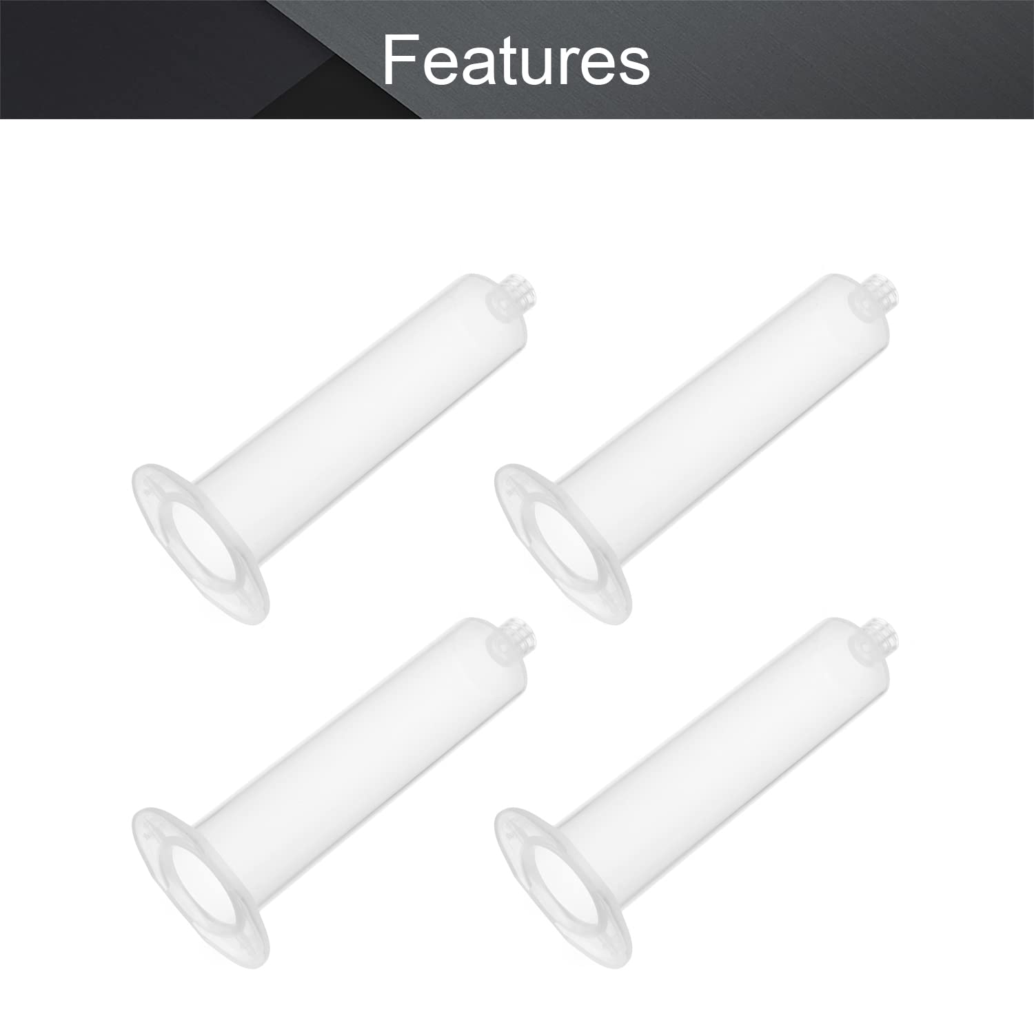 Utoolmart Air Distribution Tube, Adhesive Syringes Tube Sleeve, Glue Liquid Cartridge Dispensing Syringe Barrel, 30cc Plastic Syringe Dispensing, with Piston, Transparent, 4 Pcs