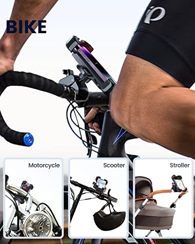 JOYROOM Motorcycle Phone Mount, [1s Auto Lock][100mph Military Anti-Shake] Phone Holder for Bicycle, [10s Quick Install] for Handlebar Mount, Compatible with iPhone 15 Pro, Samsung, All Cell Phone