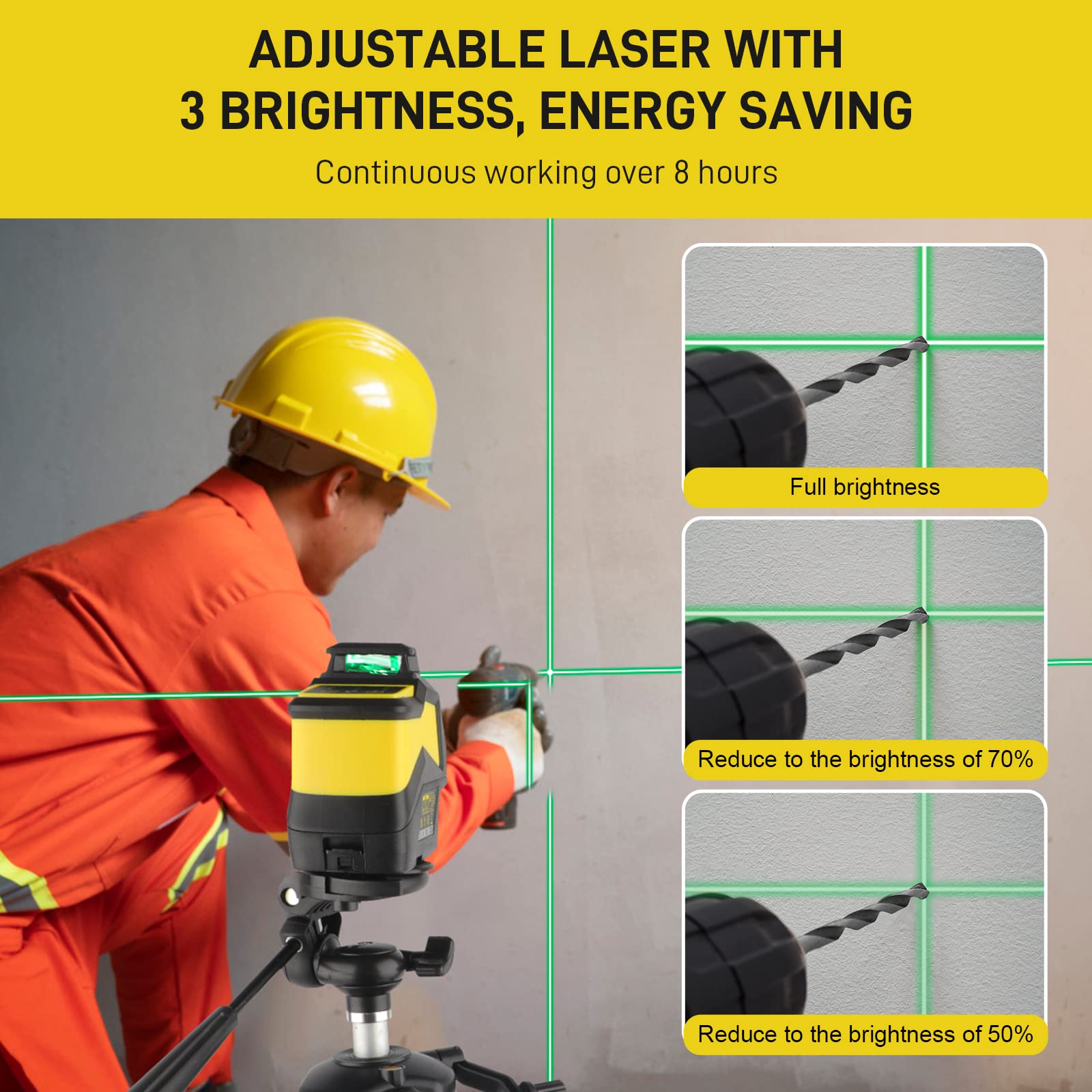 Firecore Green Laser Level Self Leveling 360 Degree Horizontal Cross Line Laser Level with Plumb Dots Laser Tool and Adjustable Brightness Technology - Magnetic Bracket Included (F191-XG-2P)